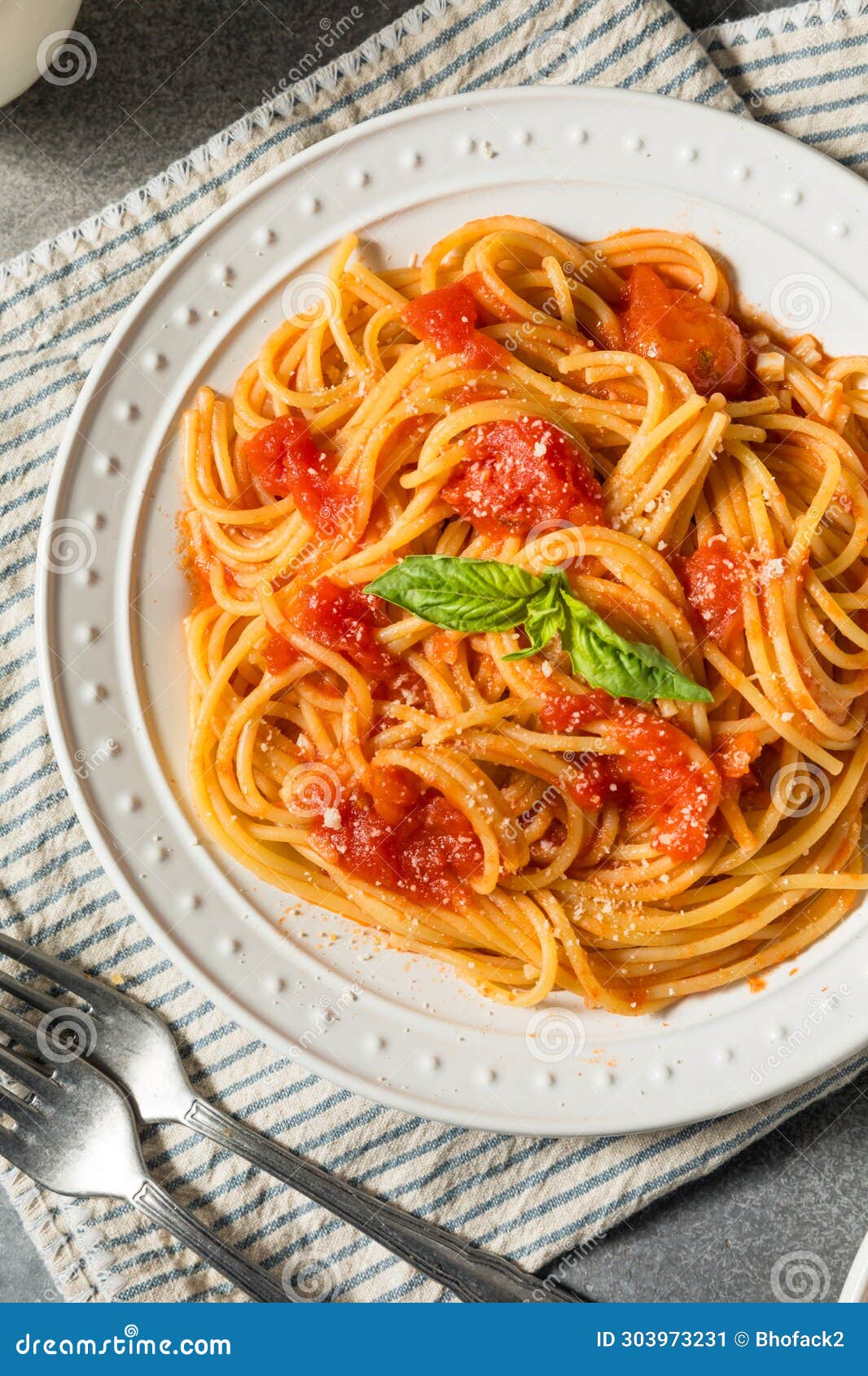 Italian Spaghetti Al Pomodoro Pasta Stock Image - Image of gourmet ...