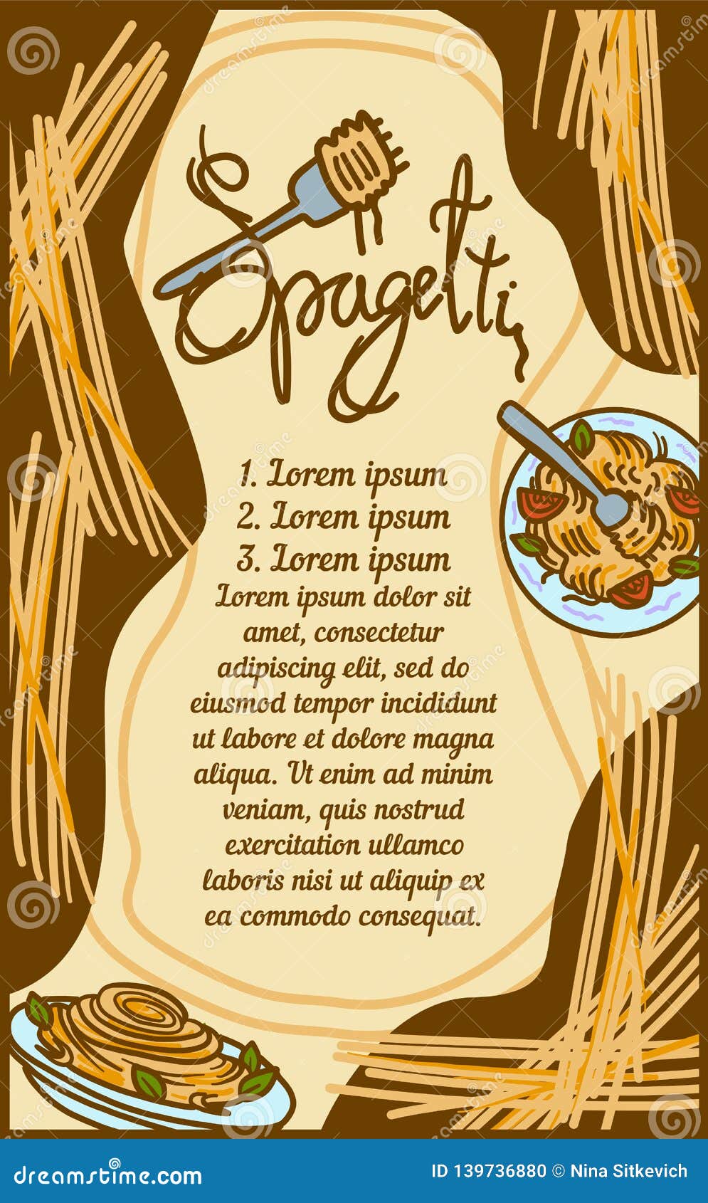 Italian Spaghetti Concept Banner, Hand Drawn Style Stock Vector ...