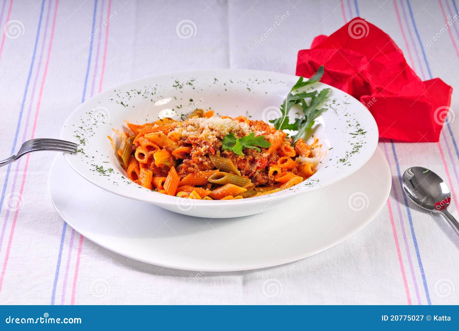 Italian Spaghetti Pasta on Table Stock Image - Image of herb, delicious ...