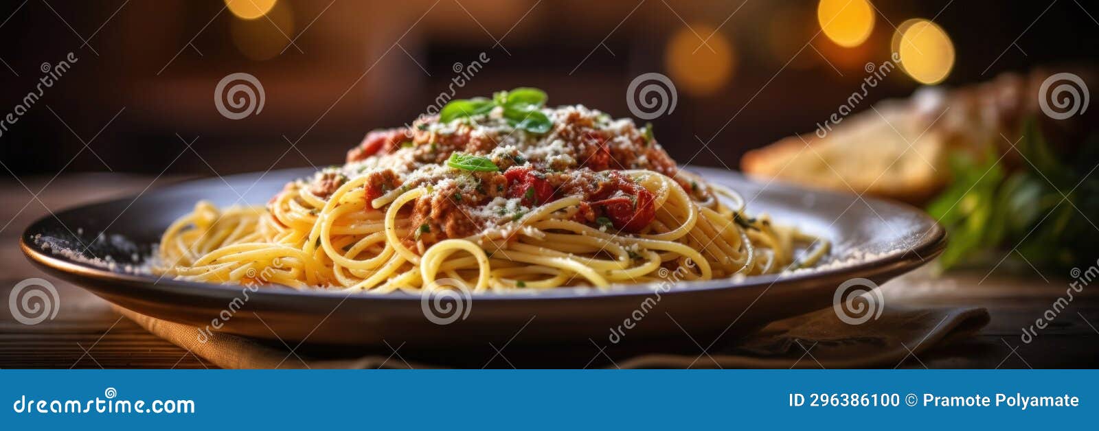 Italian Spaghetti on Rustic Wooden Table in the Restaurant Stock Photo ...