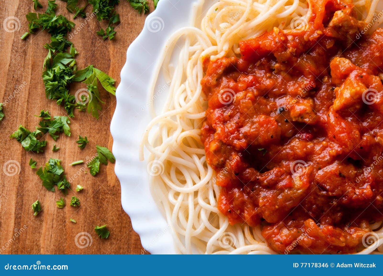 Italian Spaghetti on a Wooden Table with Text Space Stock Photo - Image ...