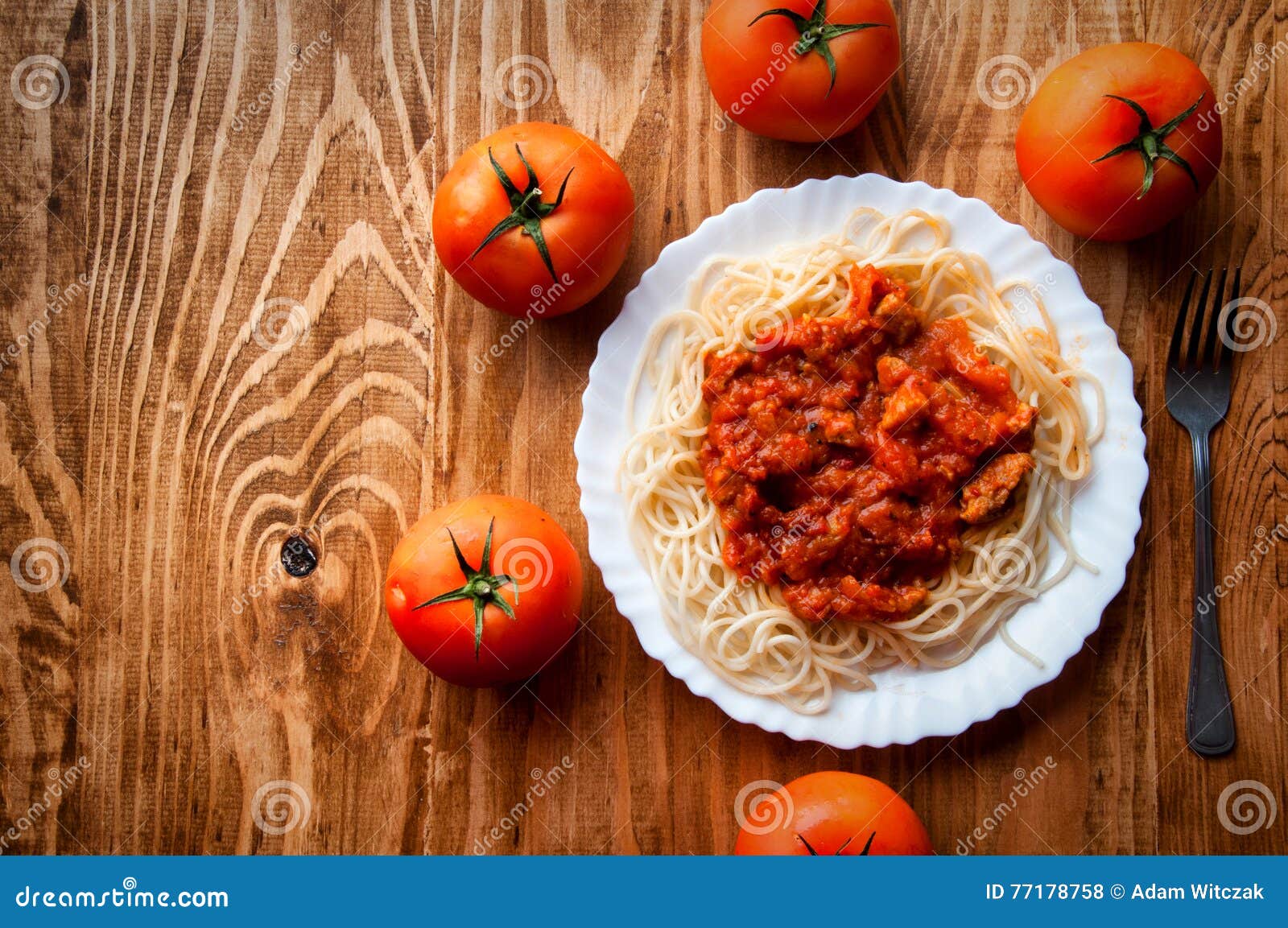 Italian Spaghetti on a Wooden Table with Text Space Stock Photo - Image ...