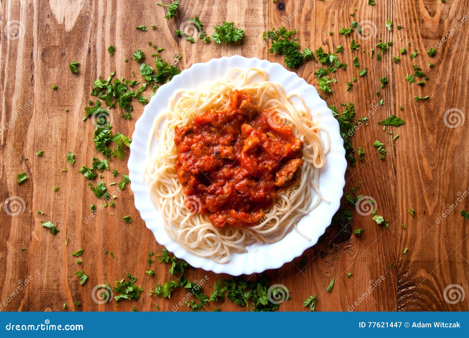 Italian Spaghetti on a Wooden Table with Text Space Stock Image - Image ...