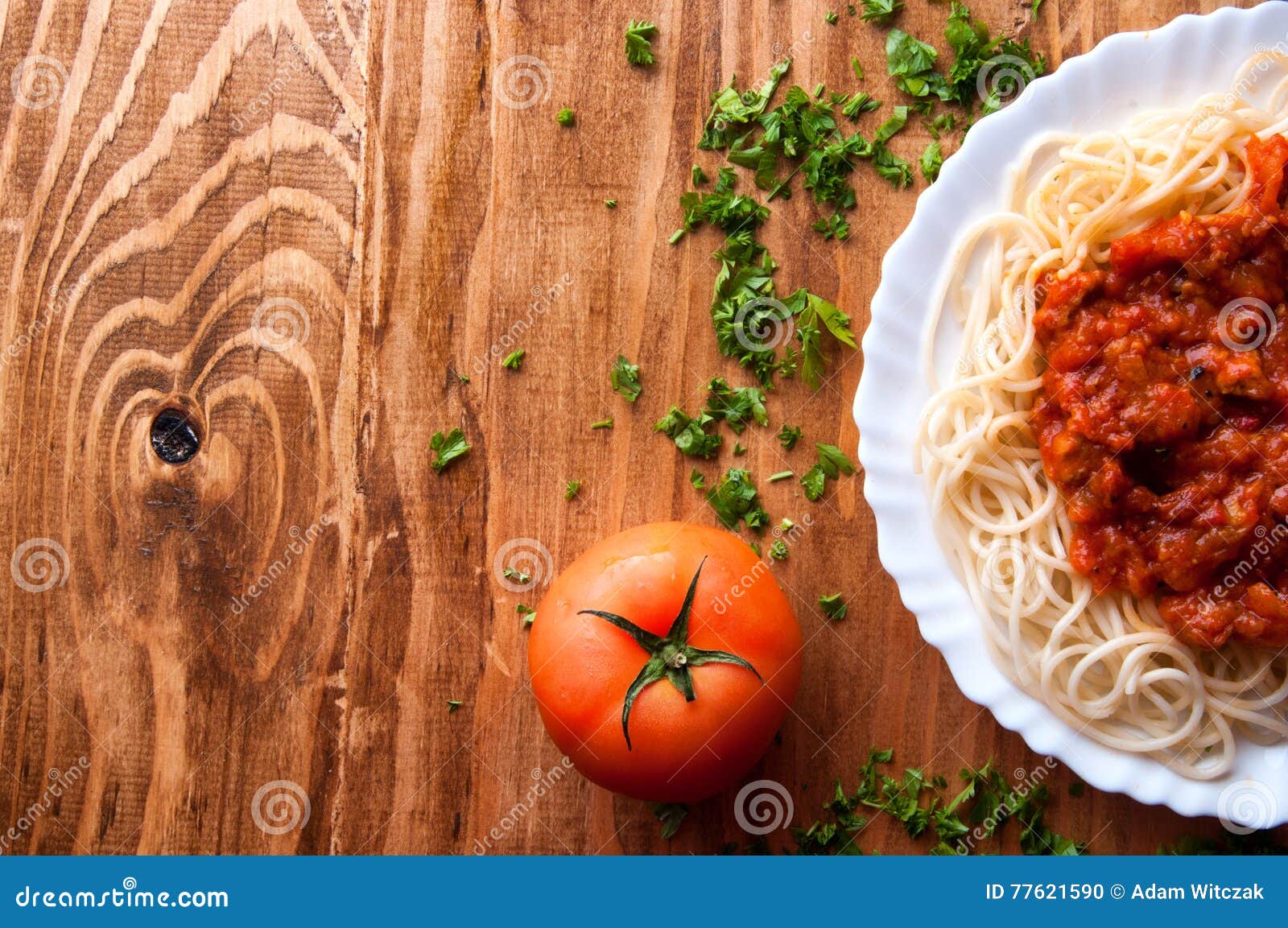 Italian Spaghetti on a Wooden Table with Text Space Stock Photo - Image ...