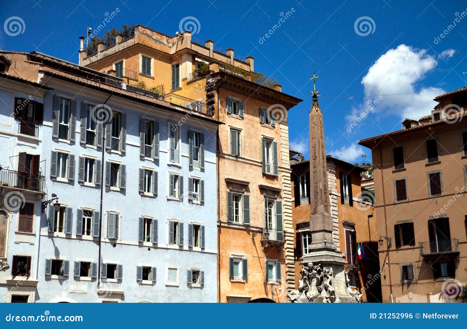 Italian Square with Egyptian Stella Stock Photo - Image of architecture ...