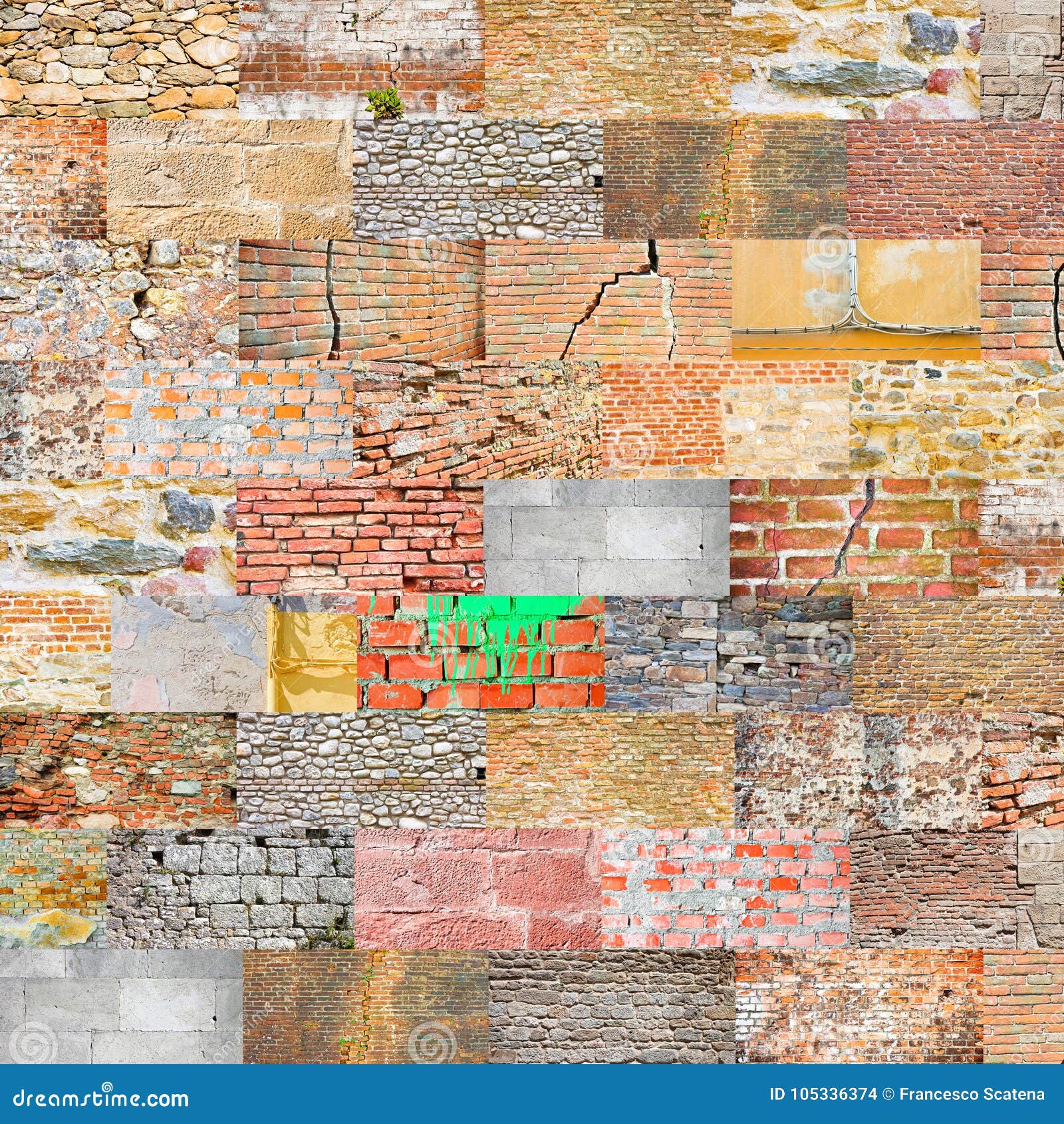 Italian Stone and Brick Wall Miscellany Background Stock Photo - Image ...