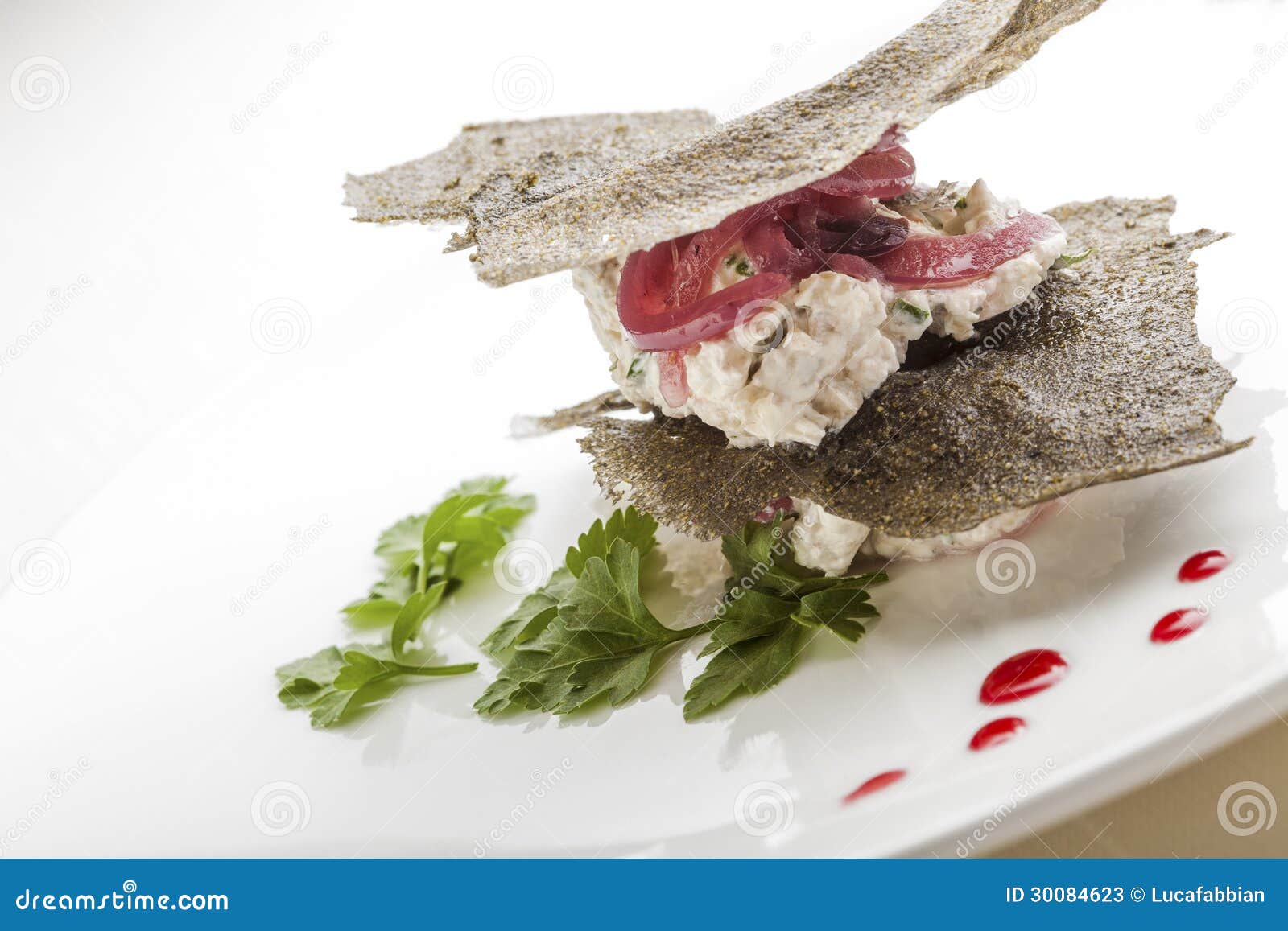Creative Italian Cuisine: Creamy Cod Canape Stock Image - Image of dish ...