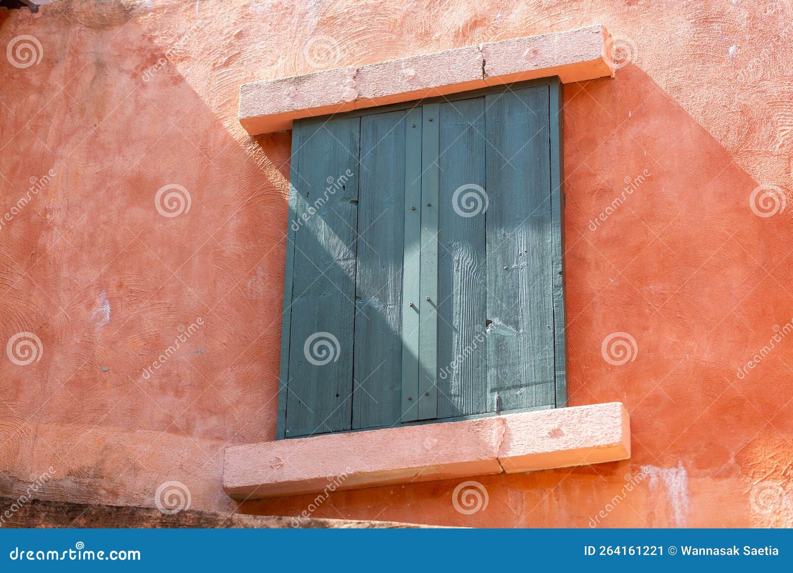 Italian Style Wooden Windows on the Orange Wall Stock Image - Image of ...