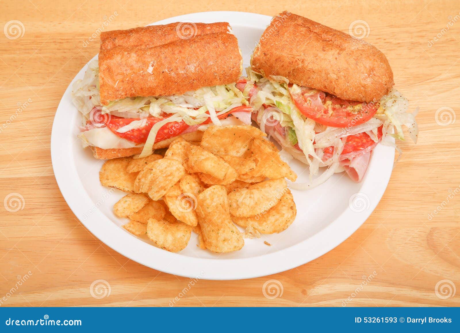 Italian Sub Sandwich with Potato Chips Stock Image - Image of salami ...