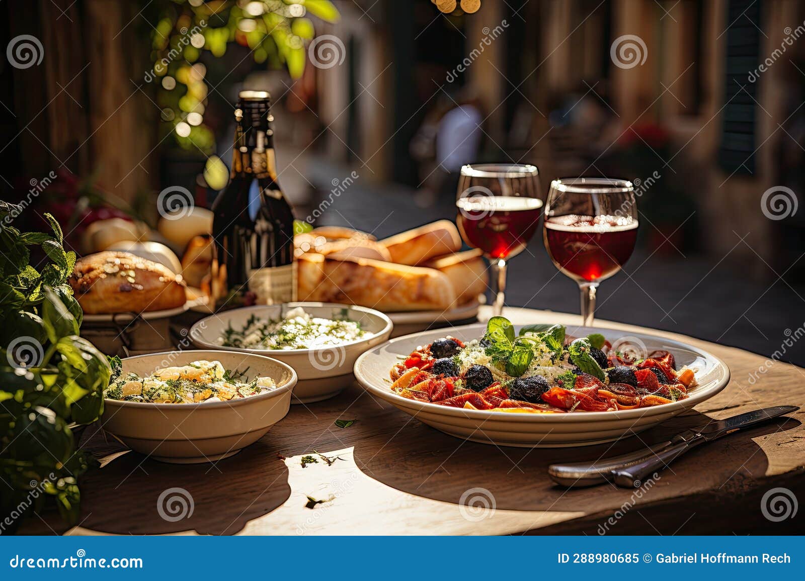Italian Table Full in Traditional Trattoria., Generative IA Stock ...