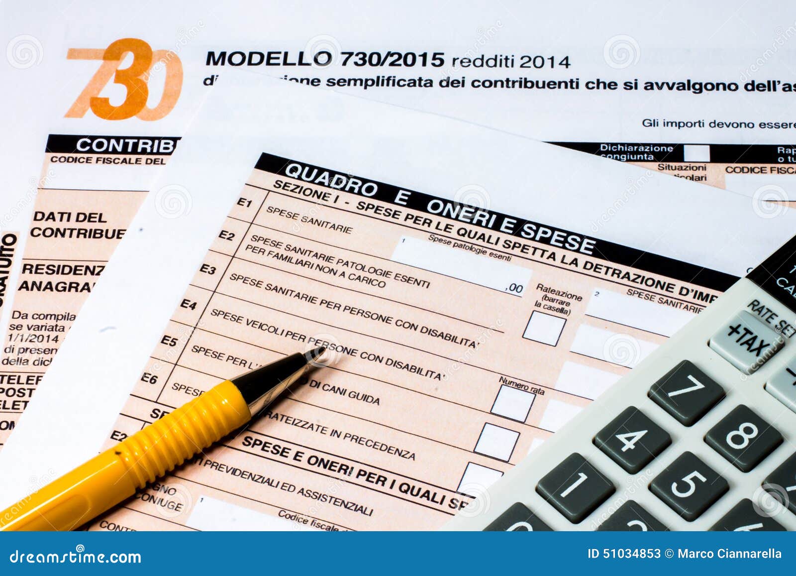 Italian Tax Return Called 730 Stock Image - Image of currency ...