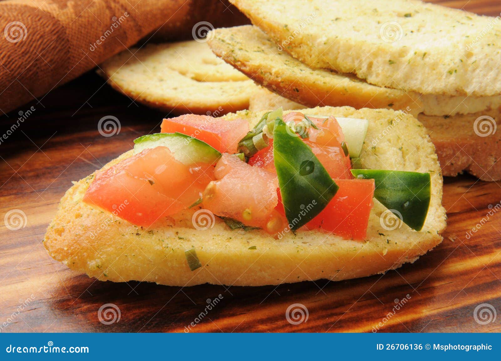 Italian Toast Topped with Bruschetta Stock Photo - Image of closeup ...