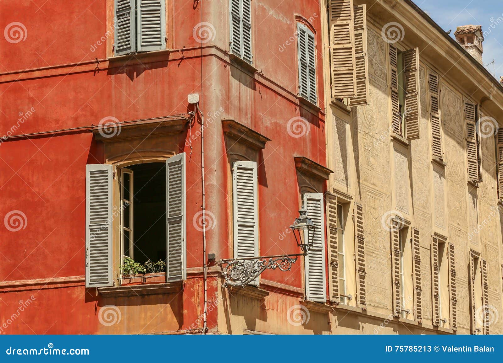 Italian traditional facade stock image. Image of road - 75785213