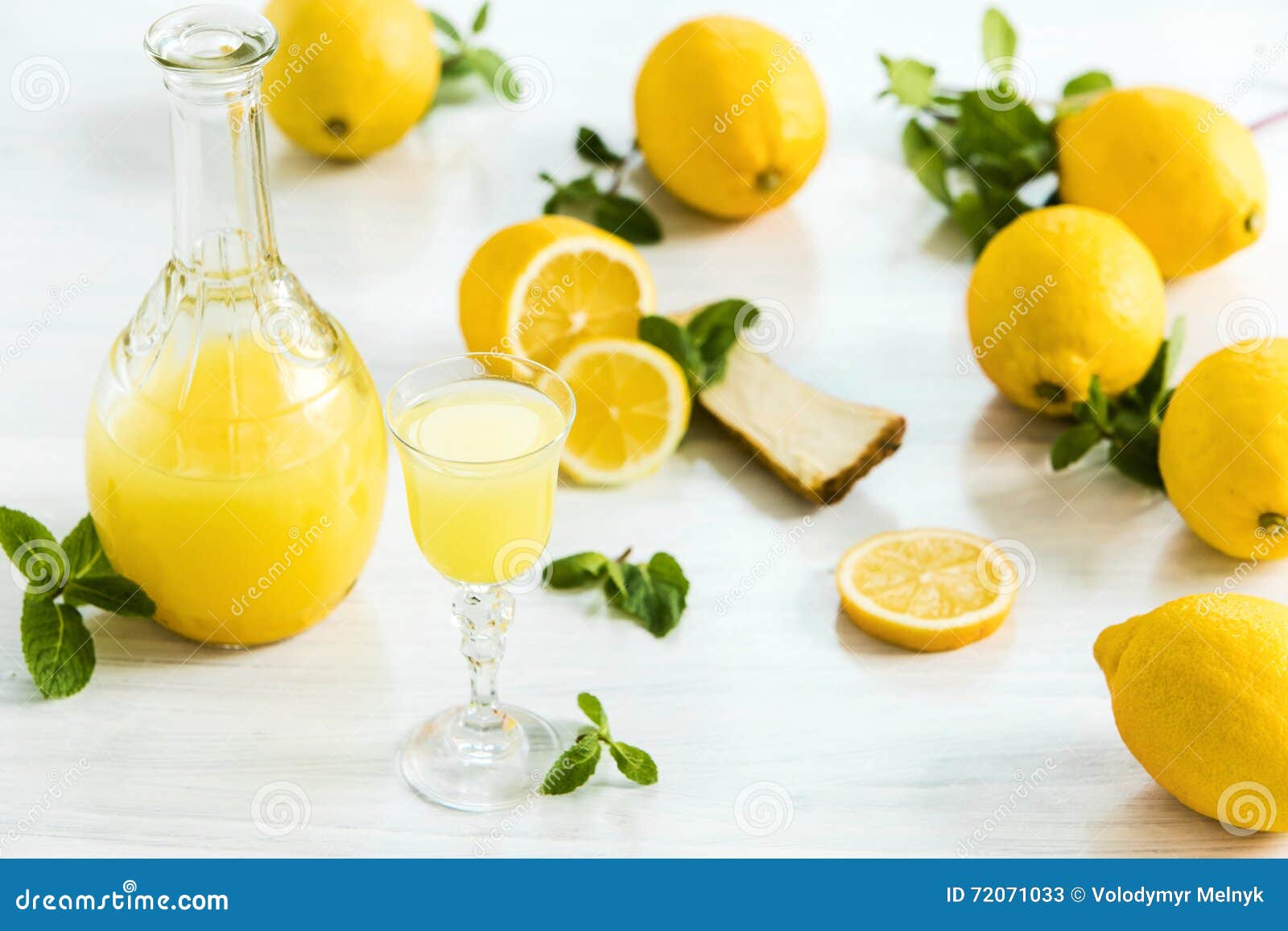 Italian Traditional Liqueur Limoncello with Lemon Stock Image - Image ...