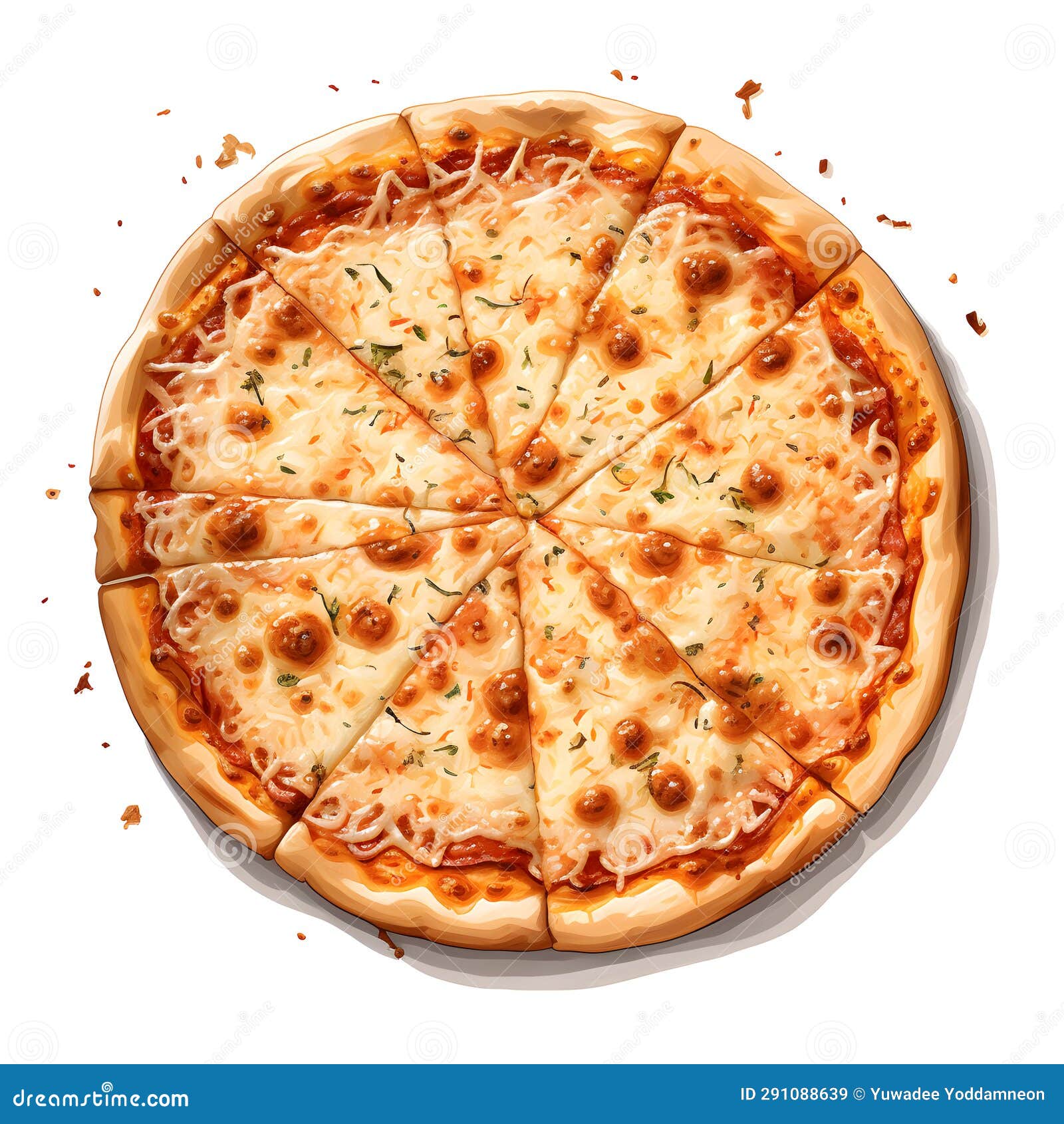 Italian Traditional Round Cheese Pizza on a White Background Stock ...