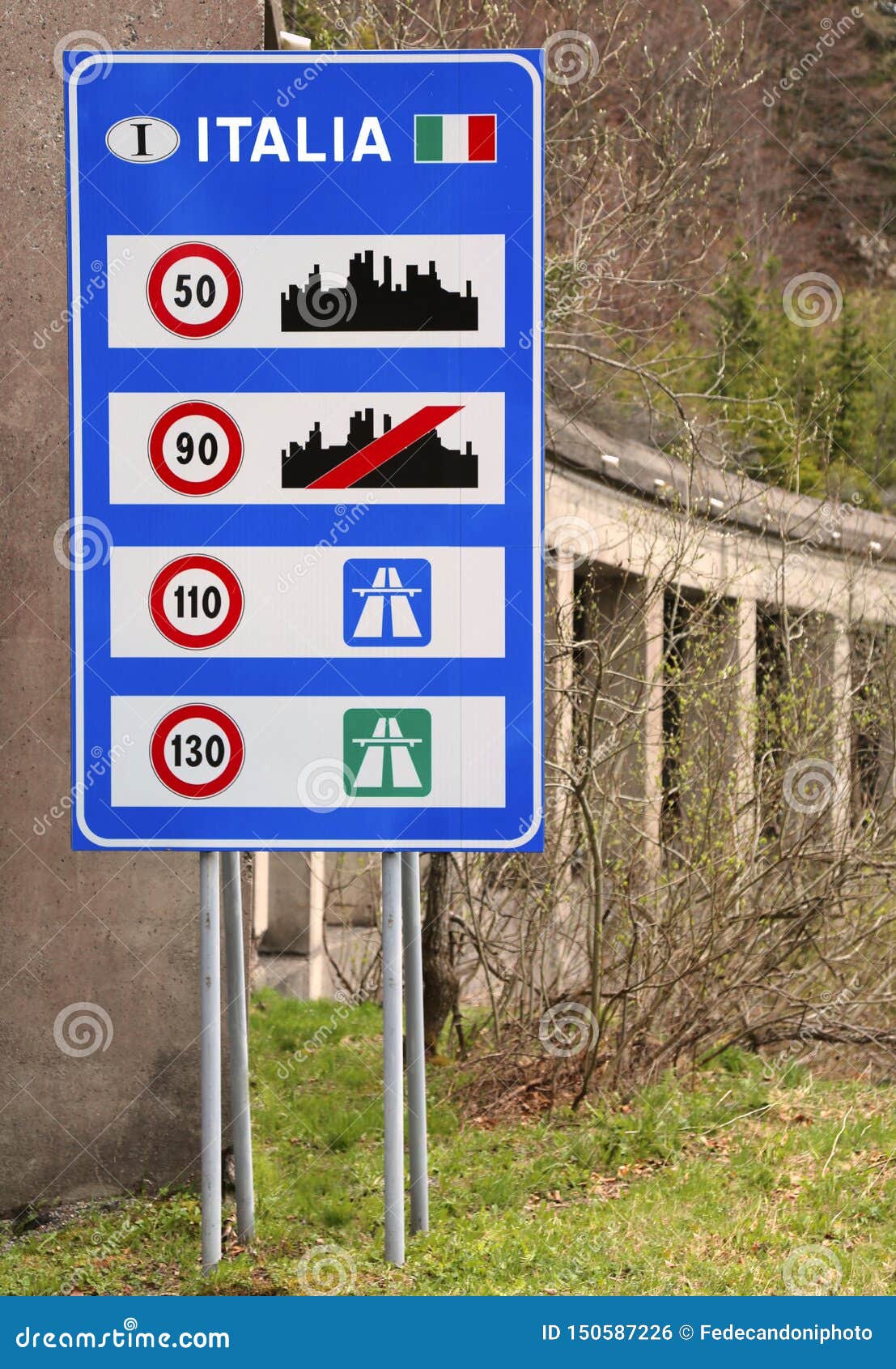 Italian Traffic Sign on the Border Stock Photo - Image of limit ...