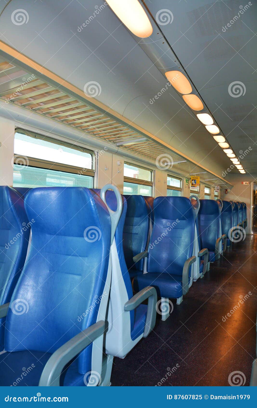 Italian train and chairs stock image. Image of blue, iron - 87607825
