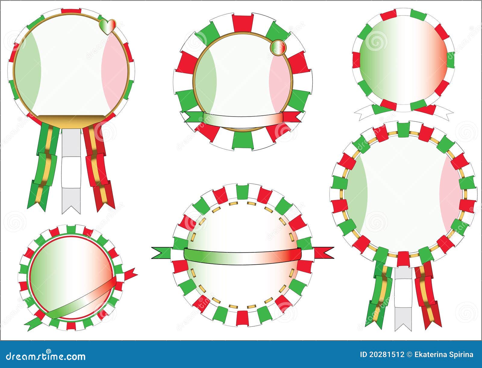Italian Tricolor Round Emblems Stock Illustration - Illustration of ...