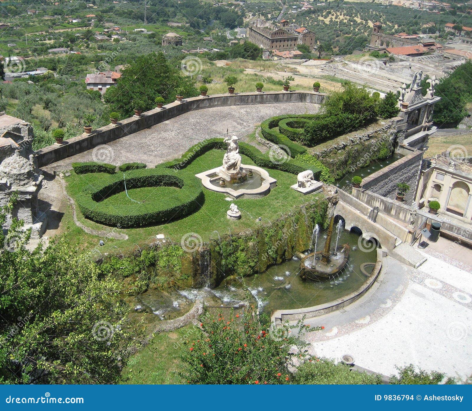 Italian Villa Gardens Panoramic Stock Photo - Image of gardens, garden ...