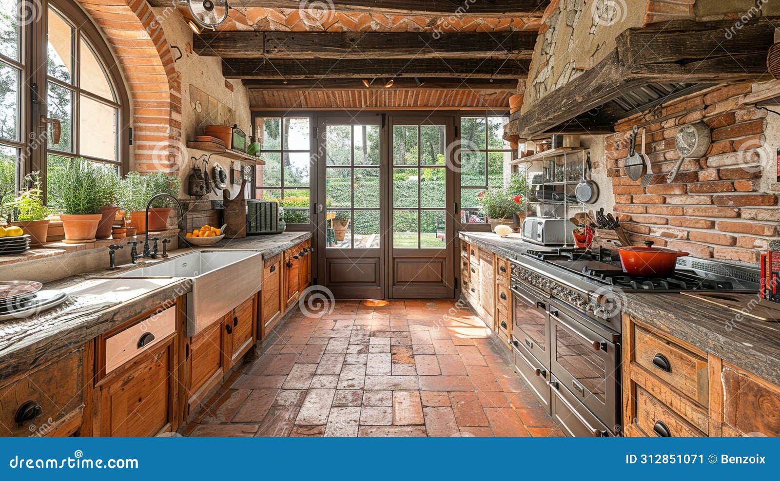 Italian Villa Kitchen with Terracotta Tiles and a Rustic Stone Oven ...