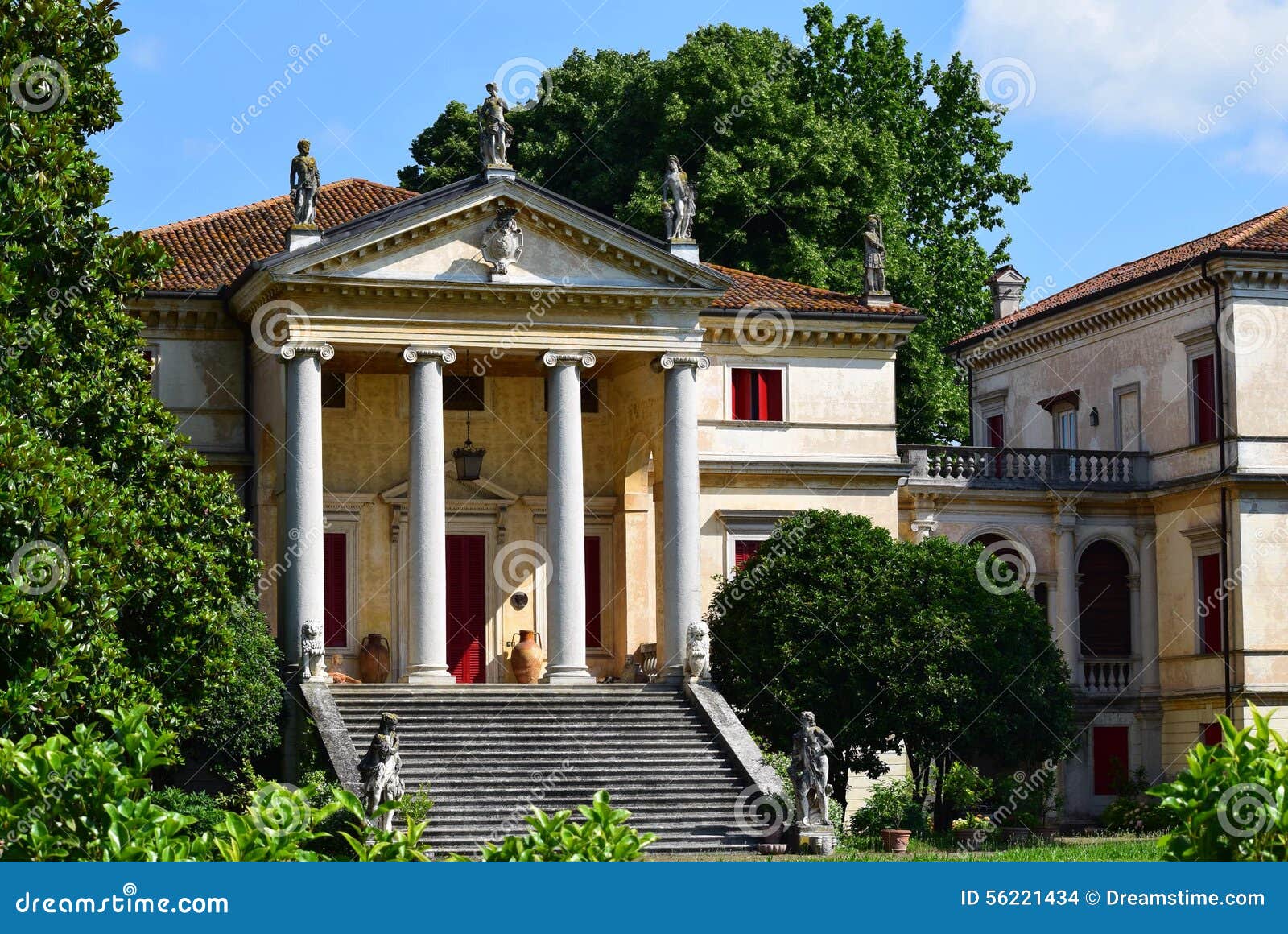Italian Villa with Red Doors Stock Photo - Image of doors, villa: 56221434