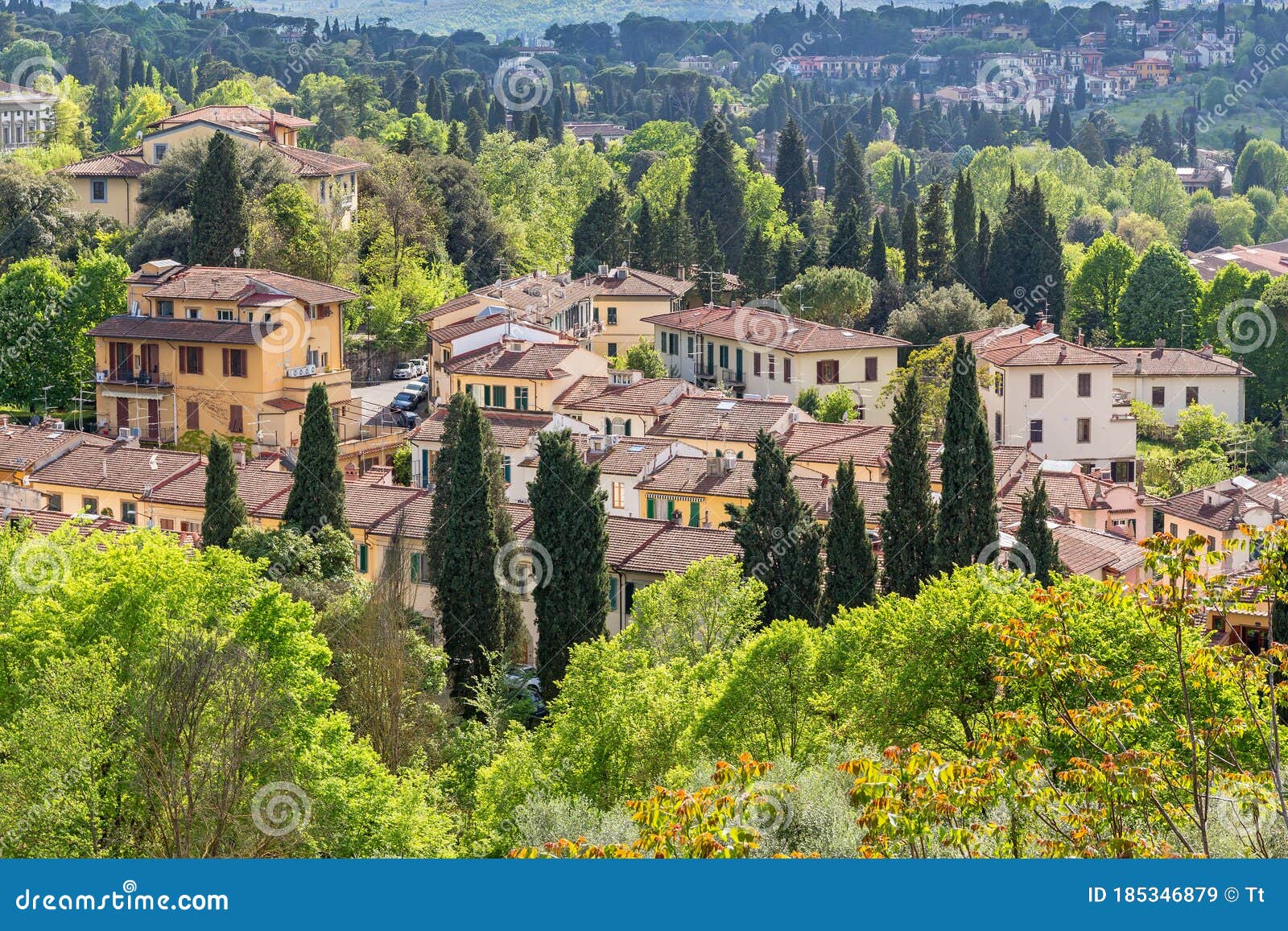 Italian Village in Forest Landscape Stock Image - Image of architecture ...