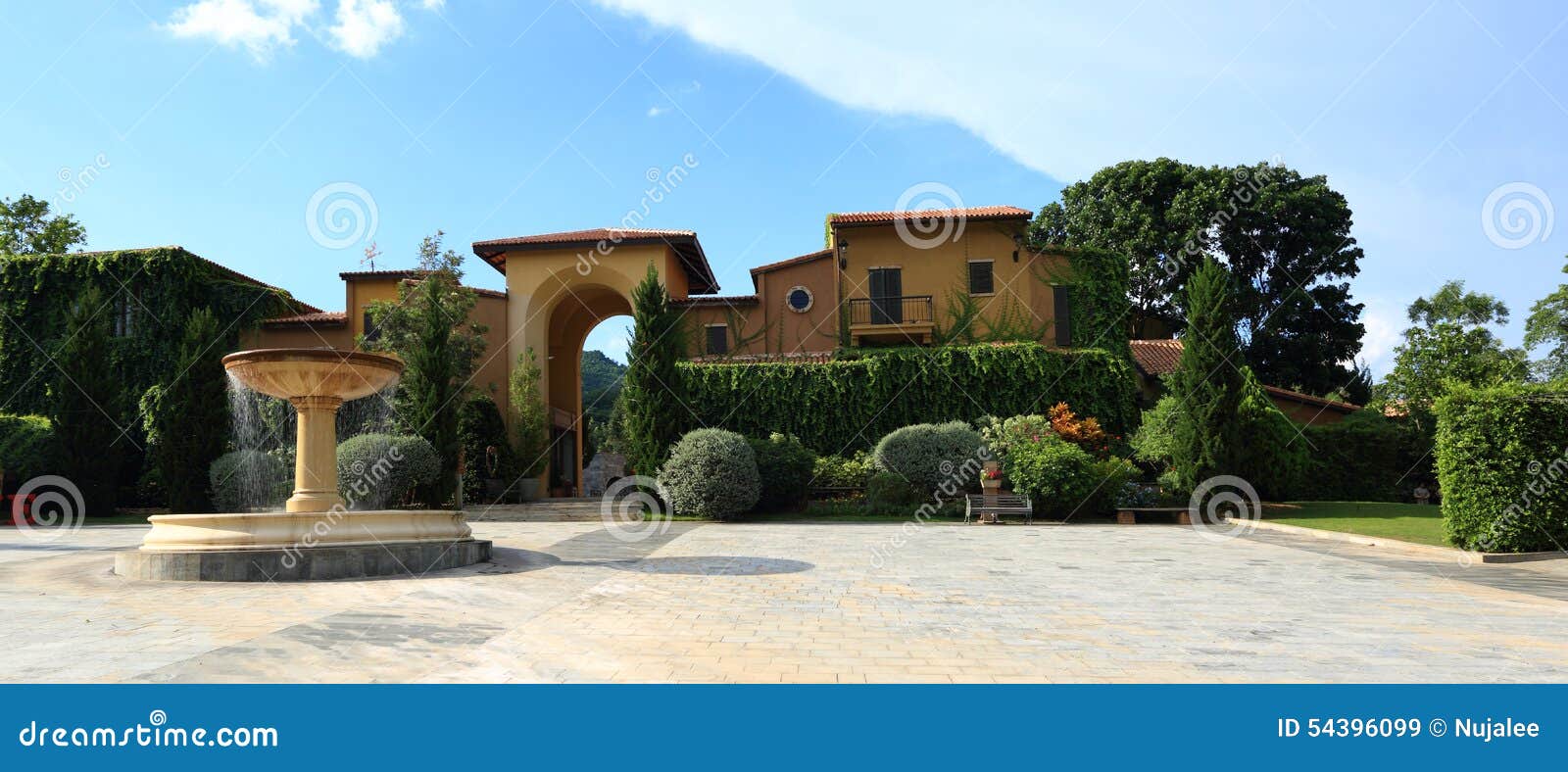 Italian village style stock image. Image of vintage, courtyard - 54396099