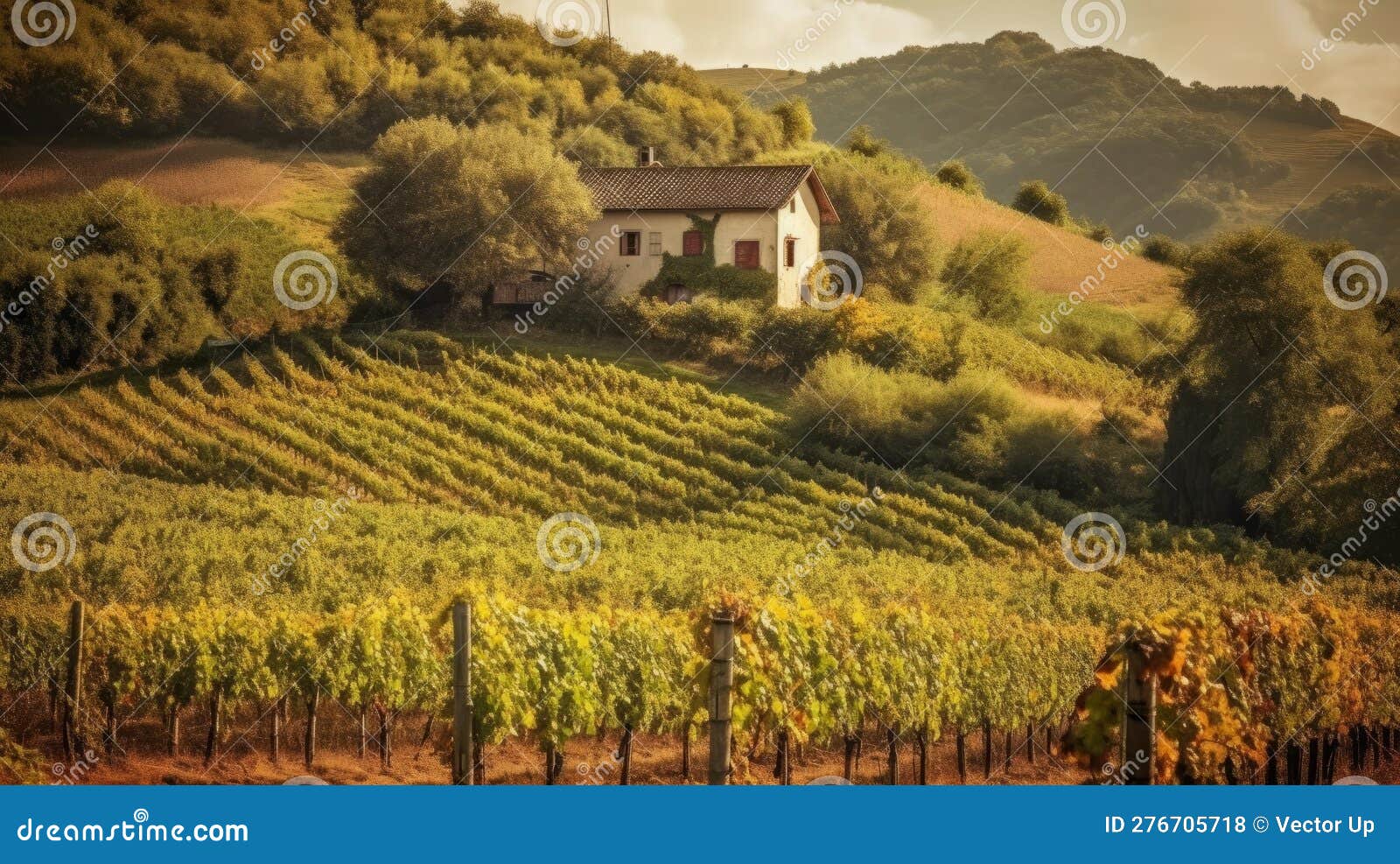 Italian Vineyard Landscape with a Hous. Generative AI Stock ...