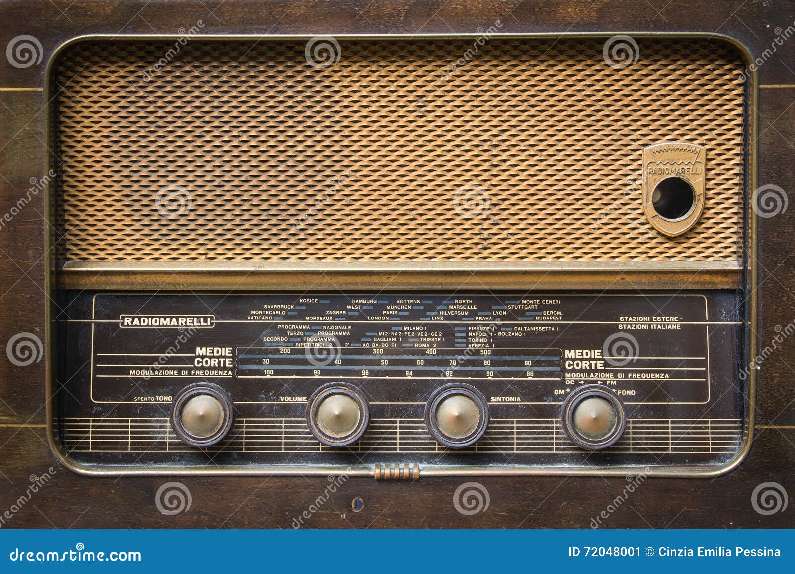 Italian vintage radio editorial photo. Image of buttons - 72048001
