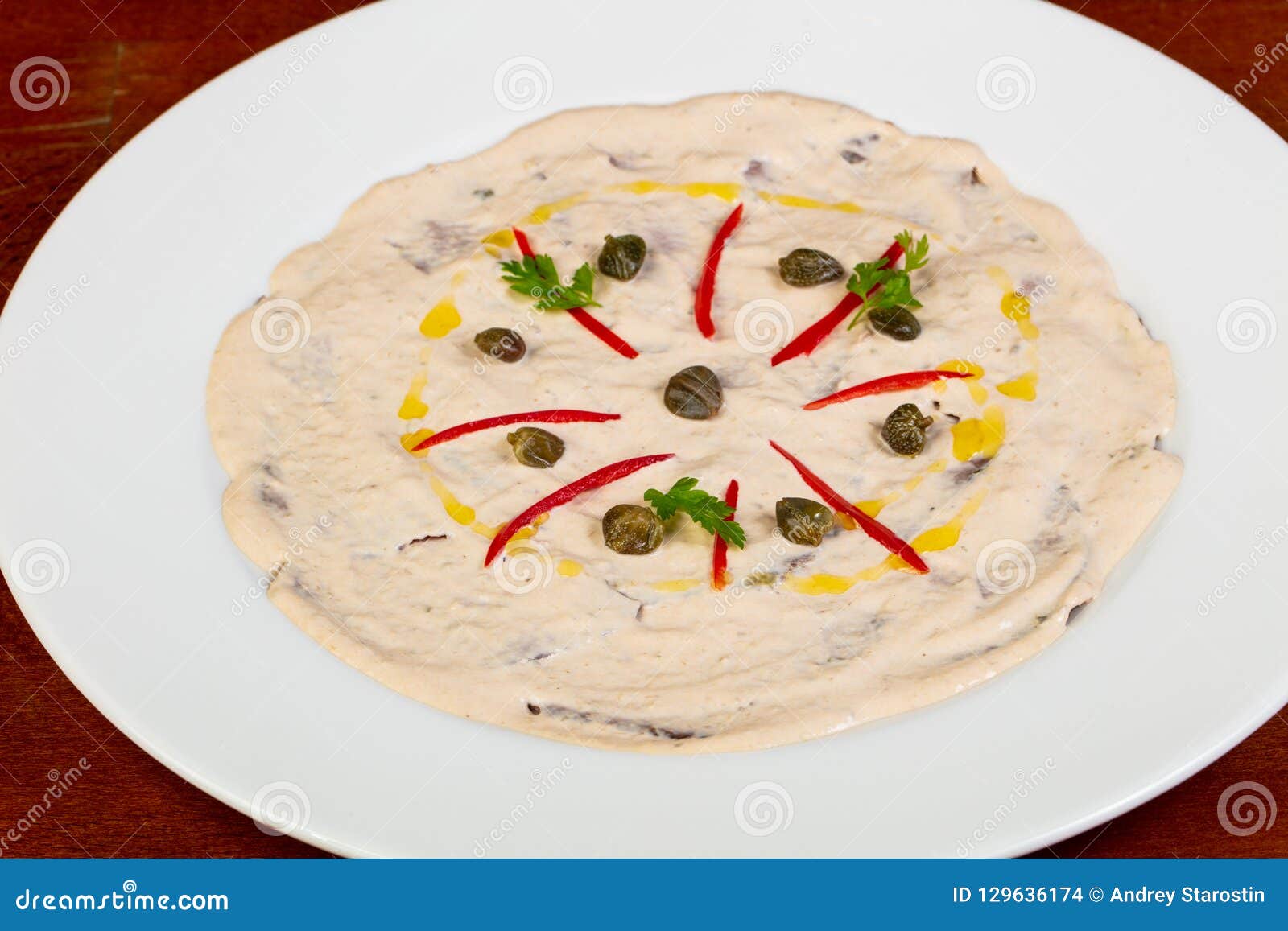 Italian vitello tonnato stock photo. Image of cooking - 129636174