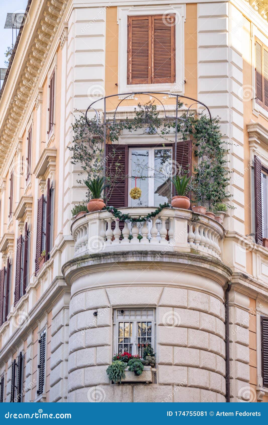 Italian Window with Open Wooden Shutters Stock Image - Image of green ...