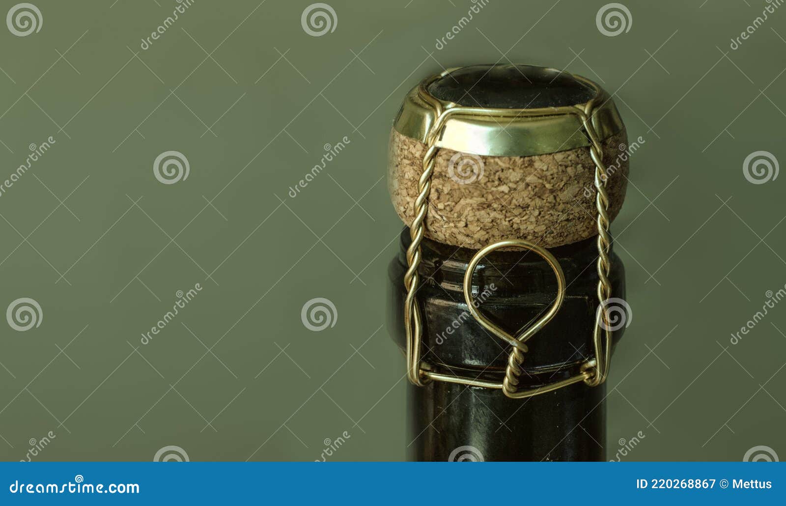 Italian Wine Bottle Neck with Cork Fastened with Wire Side View with ...