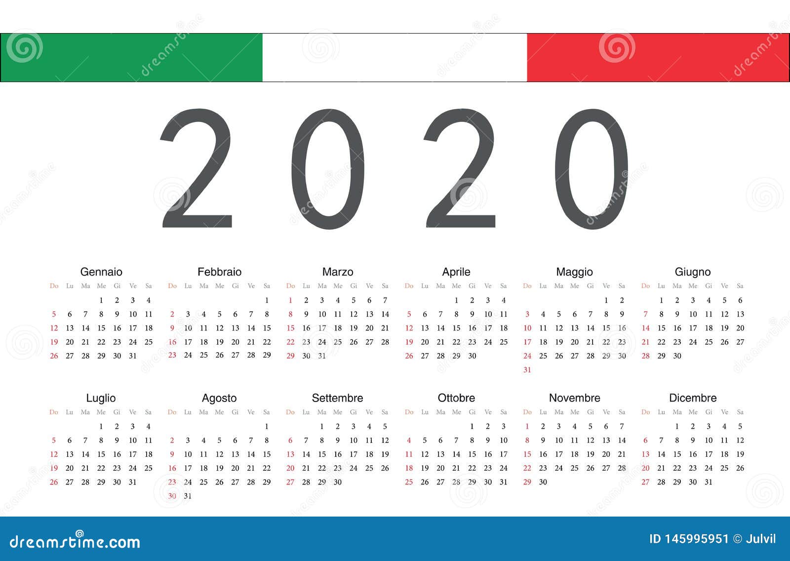 Set Of Italian 2020, 2021, 2022 Year Vector Calendars | CartoonDealer ...