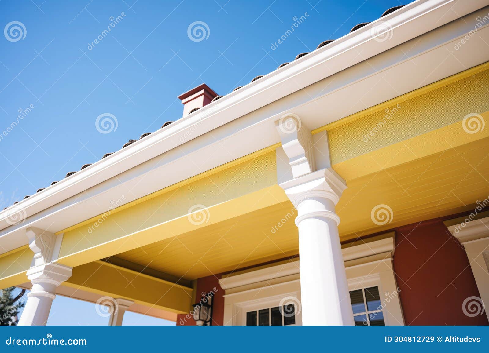 Italianate Style Deep Eaves with Visible Soffit Details Stock Image ...