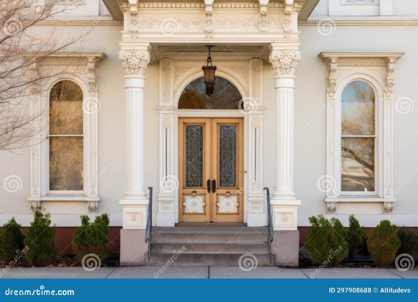 Italianate Style Doorway Featuring Corbels on the Facade Stock Photo ...