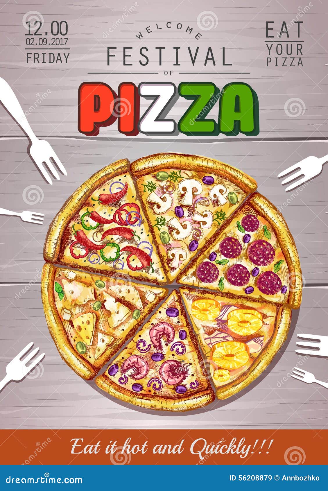 Pizza Poster For Restaurant And Cafe. Cartoon Vector | CartoonDealer ...