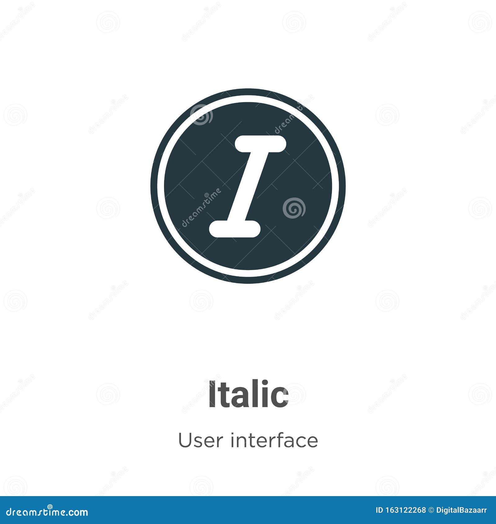 Italic Vector Icon on White Background. Flat Vector Italic Icon Symbol ...