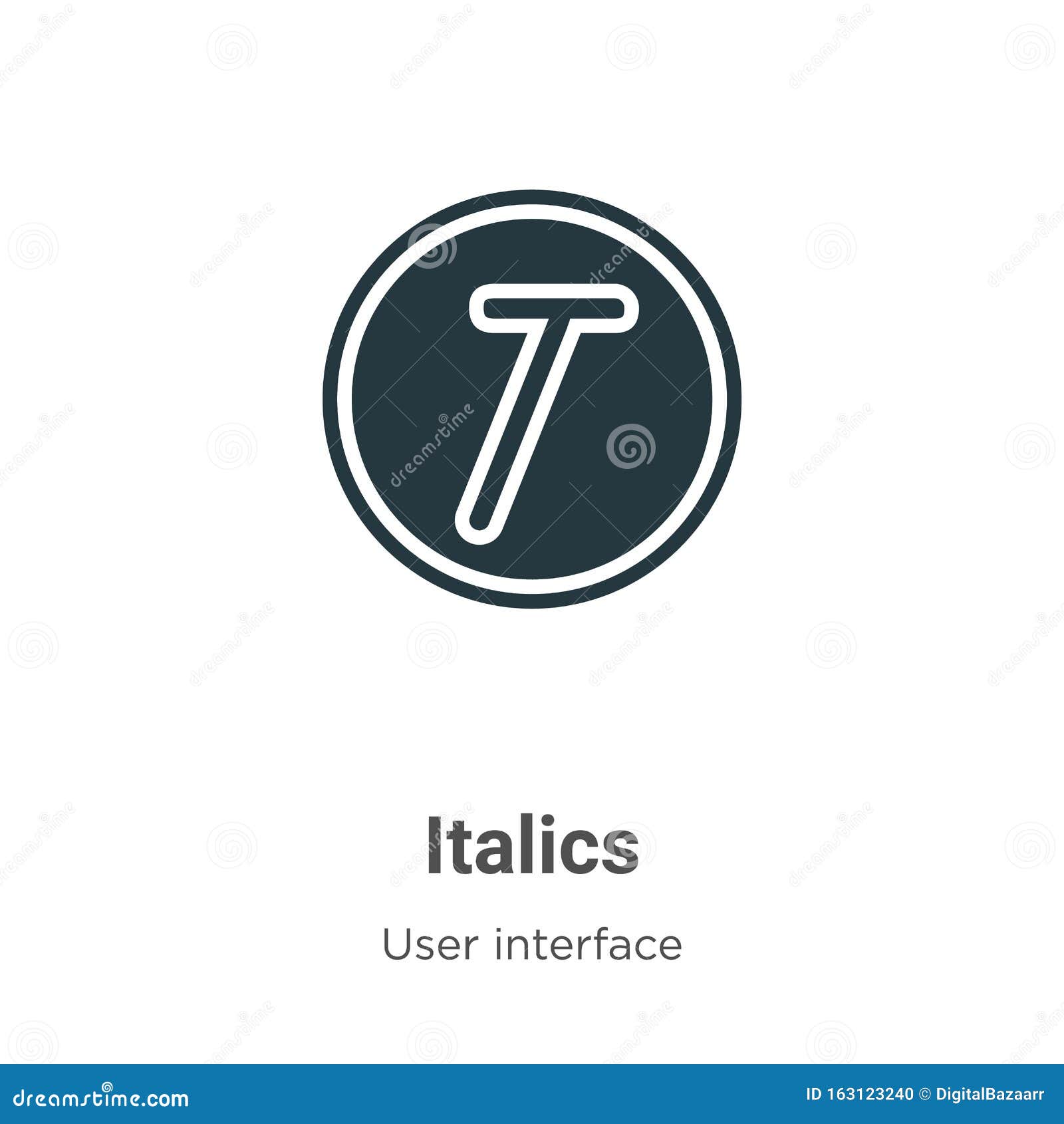Italics Icon In Trendy Design Style. Italics Icon Isolated On White Background. Italics Vector ...