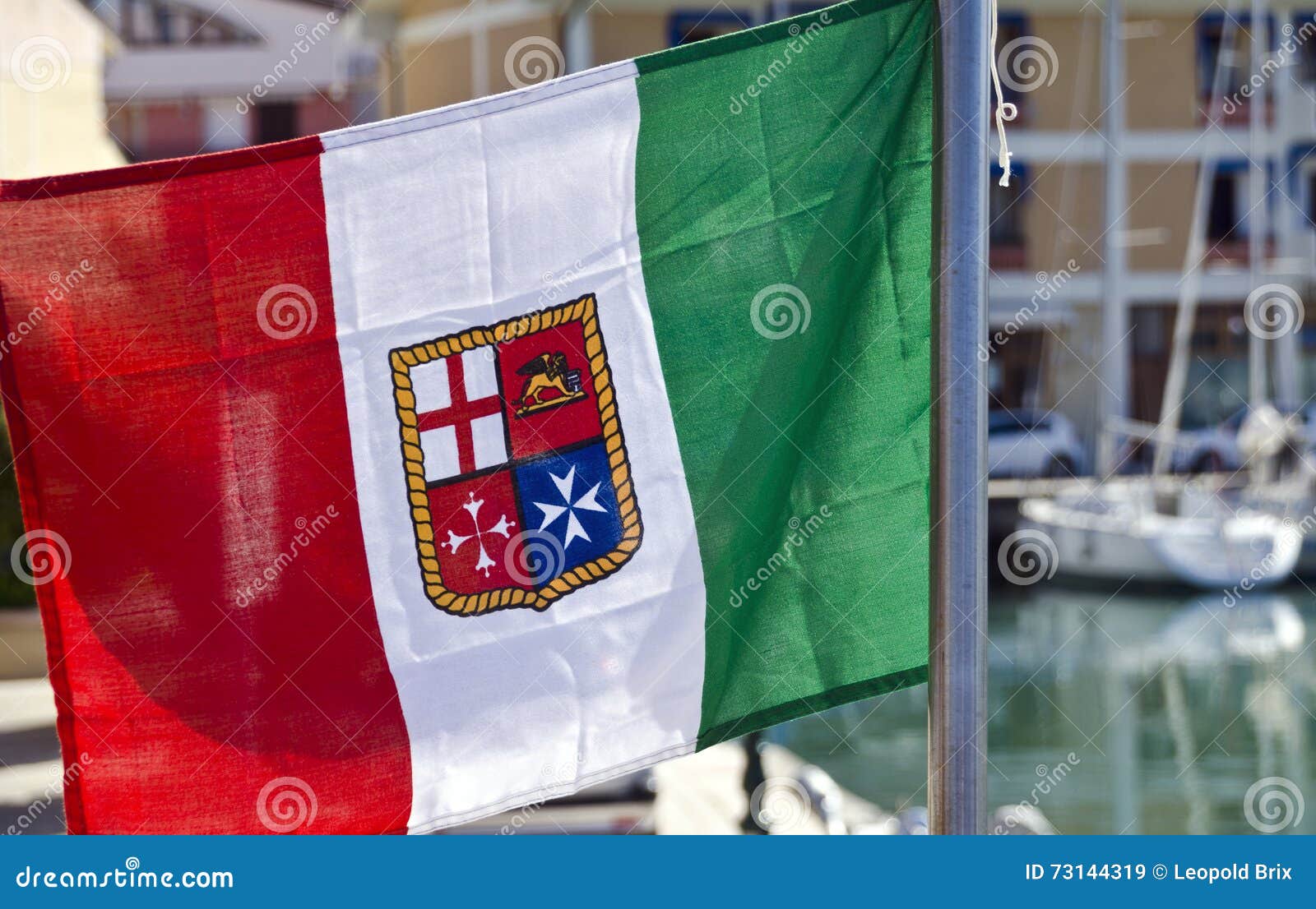 Italienische Flagge Mit Wappen Stockbild - Bild von genua, republik ...