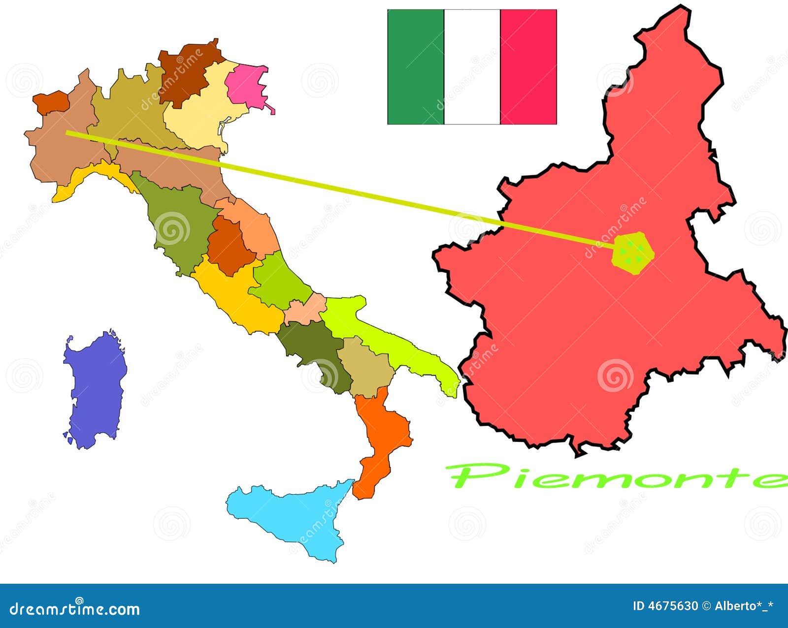Italië, Piemonte vector illustratie. Illustration of illustratie - 4675630