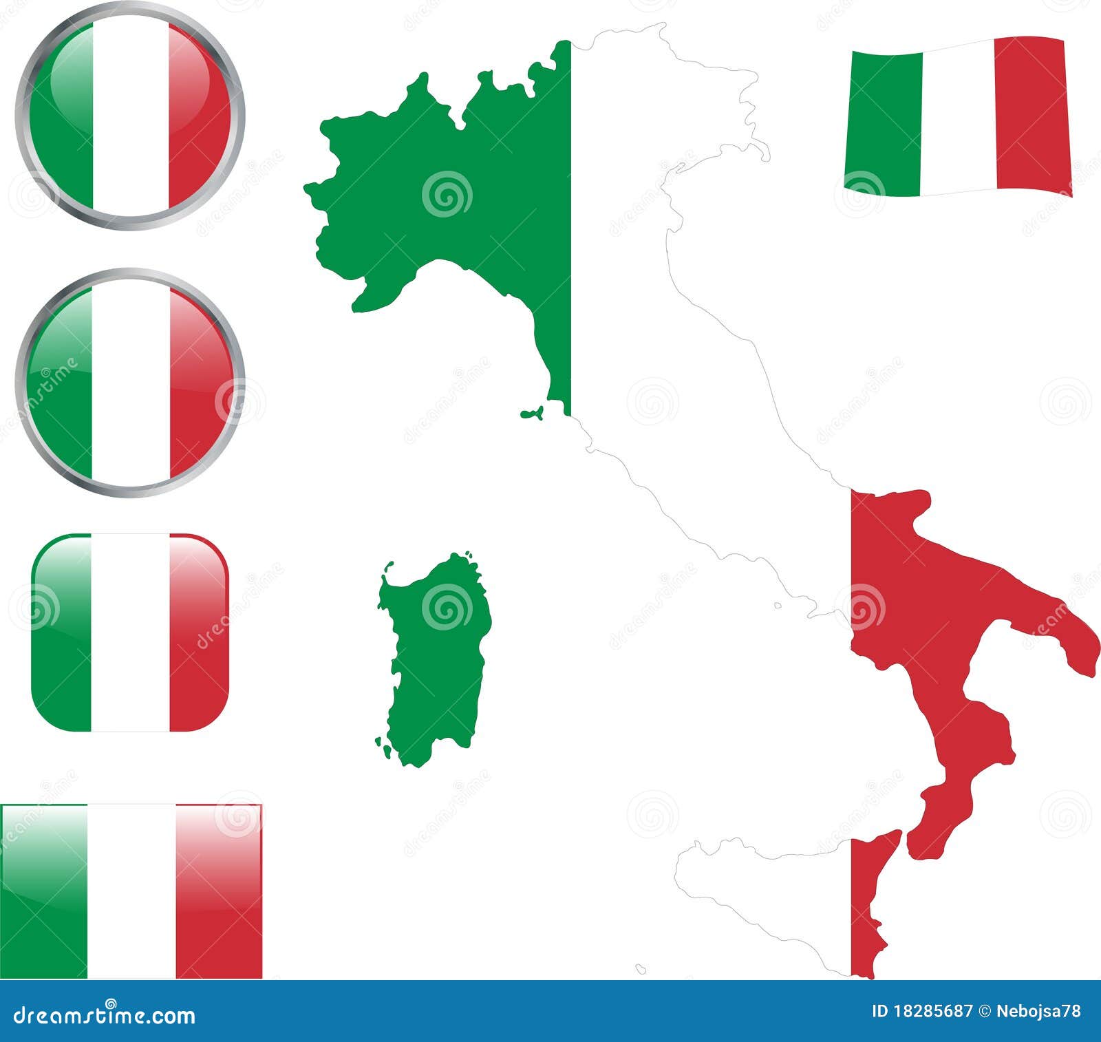 Italy stock vector. Illustration of geographical, rectangles - 18285687