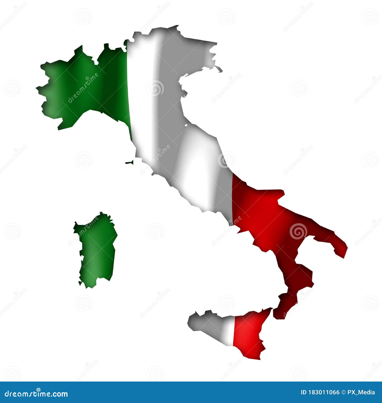Italy - Country Flag and Border Shape Stock Illustration - Illustration ...