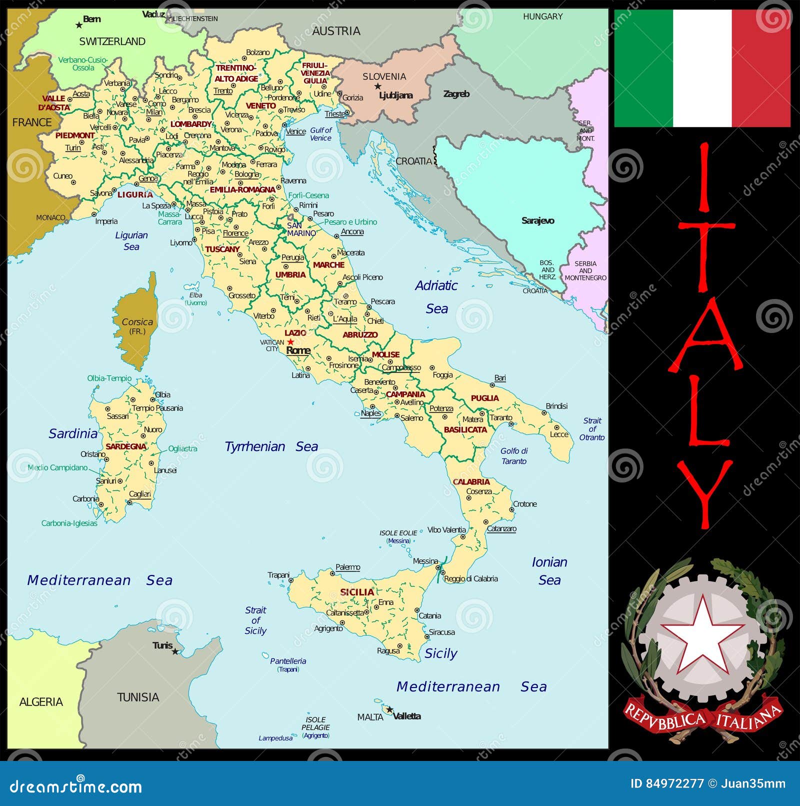Italy Administrative Divisions Stock Illustration - Illustration of ...