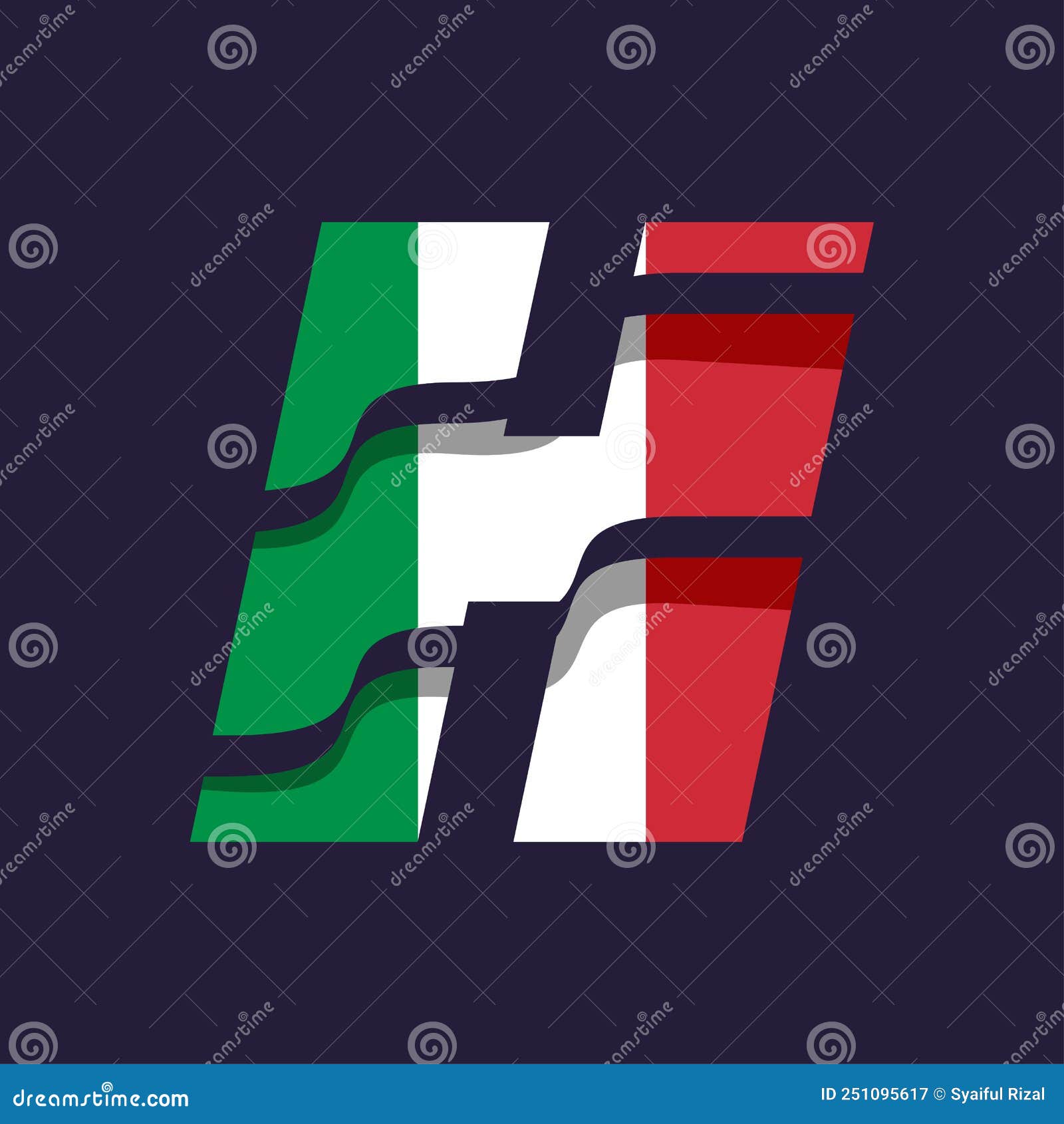 Italy Flag Logo with Alphabet H Stock Illustration - Illustration of ...