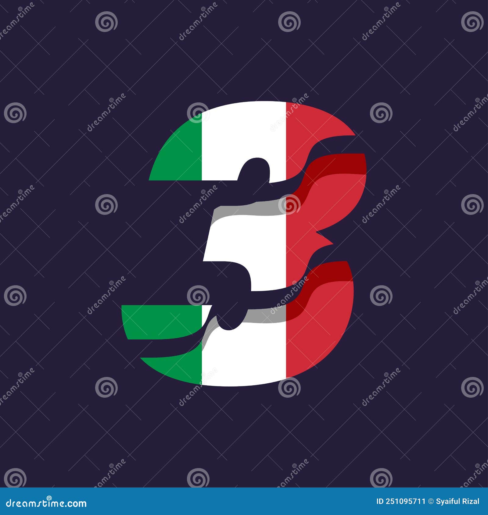 Italy Flag Logo with Numbers 3 Stock Illustration - Illustration of ...