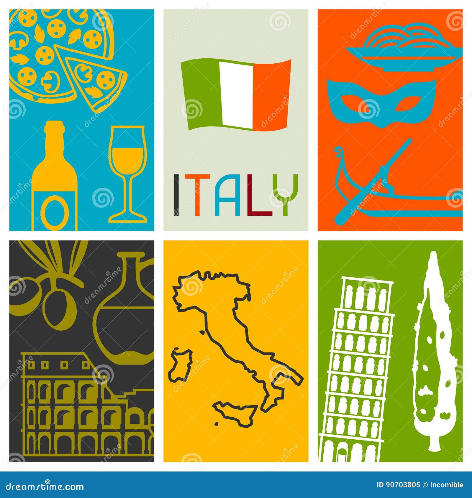 Italy Background Design. Italian Symbols and Objects Stock Vector ...