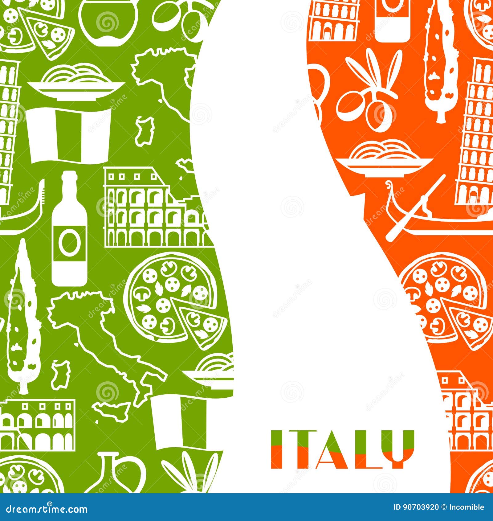 Italy Background Design. Italian Symbols and Objects Stock Vector ...