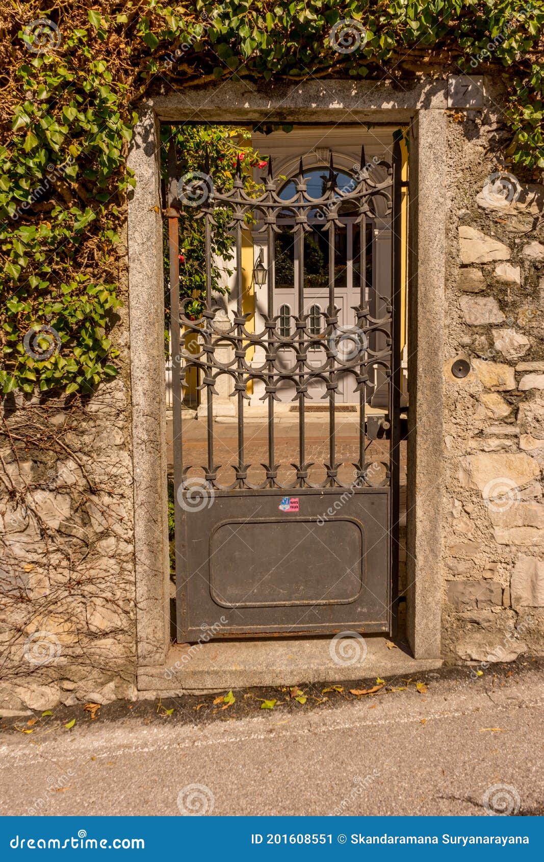 Italy, Bellagio, Lake Como, Steel Gate Stock Image - Image of front ...