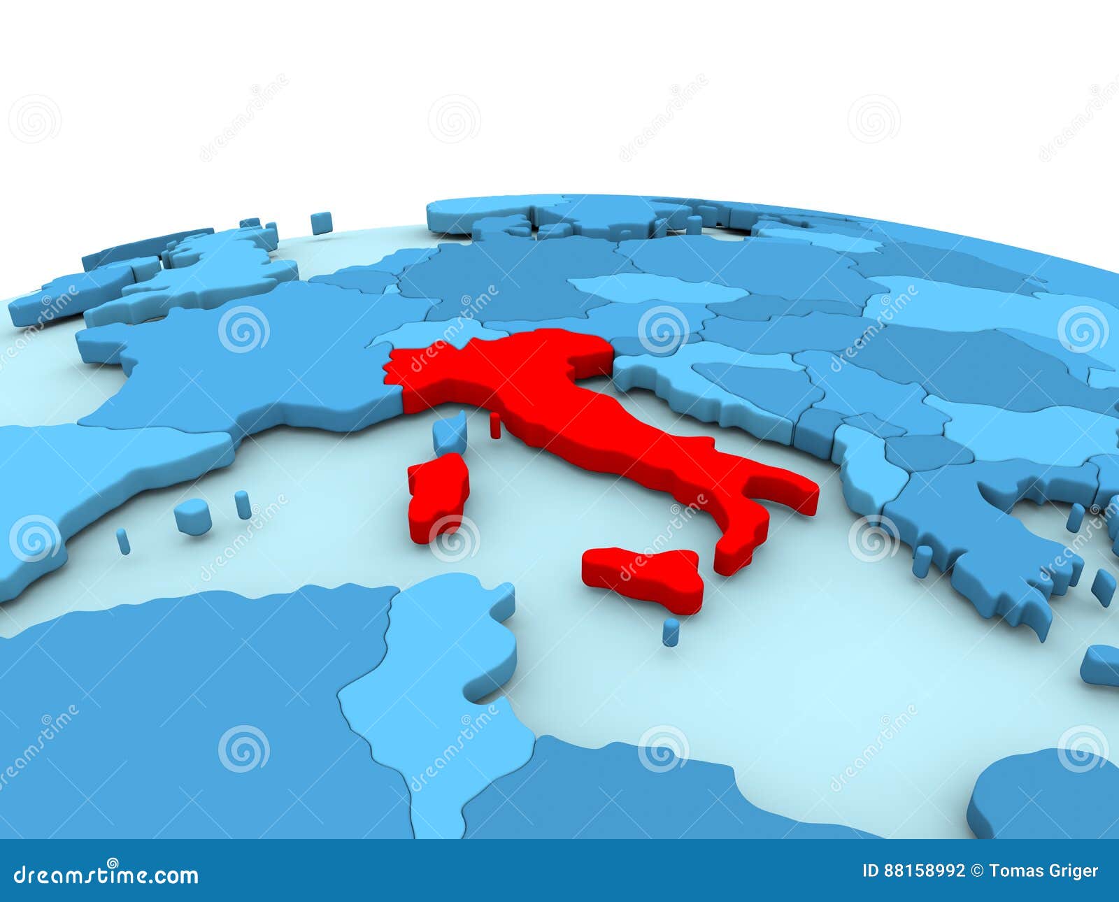 Italy on blue globe stock illustration. Illustration of political ...