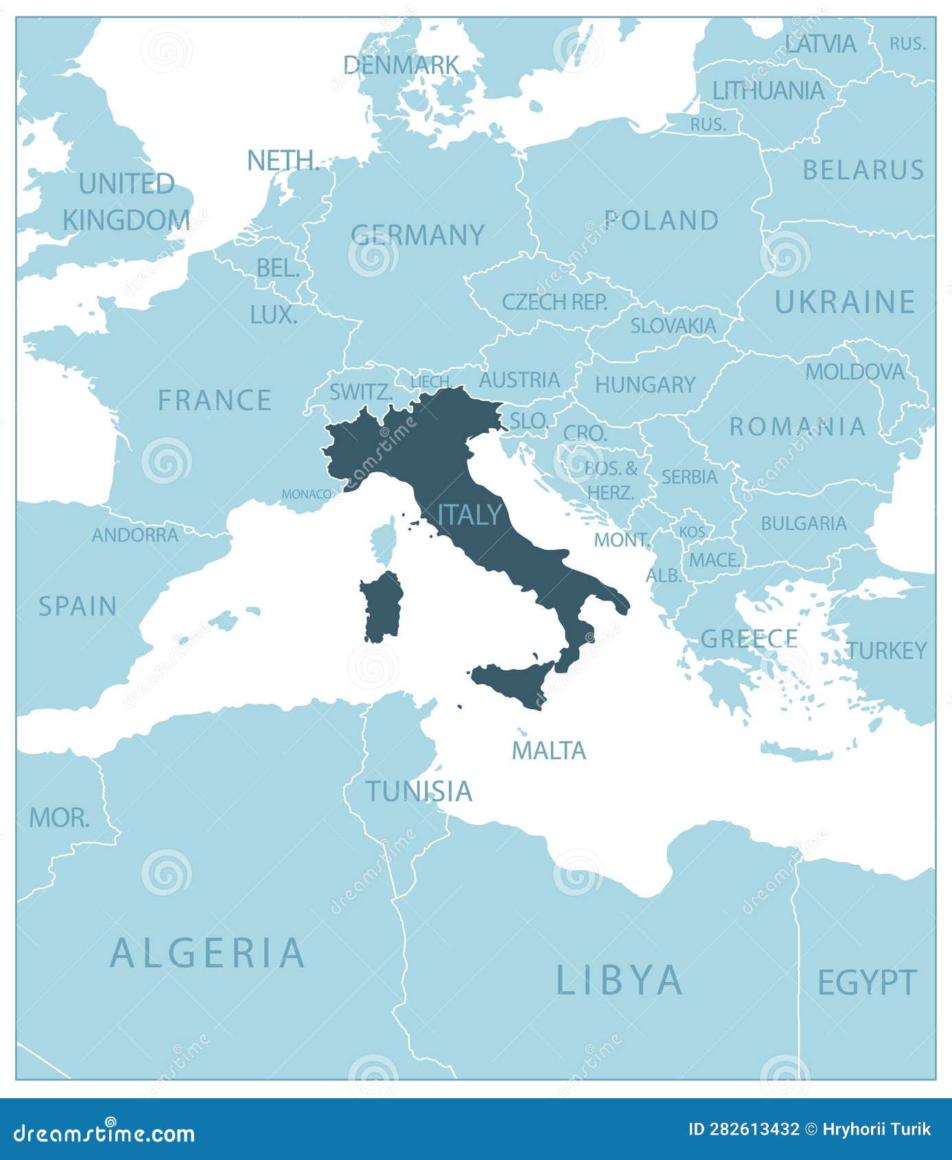 Italy Blue Map Big Data Visualization. Futuristic Map Infographic ...